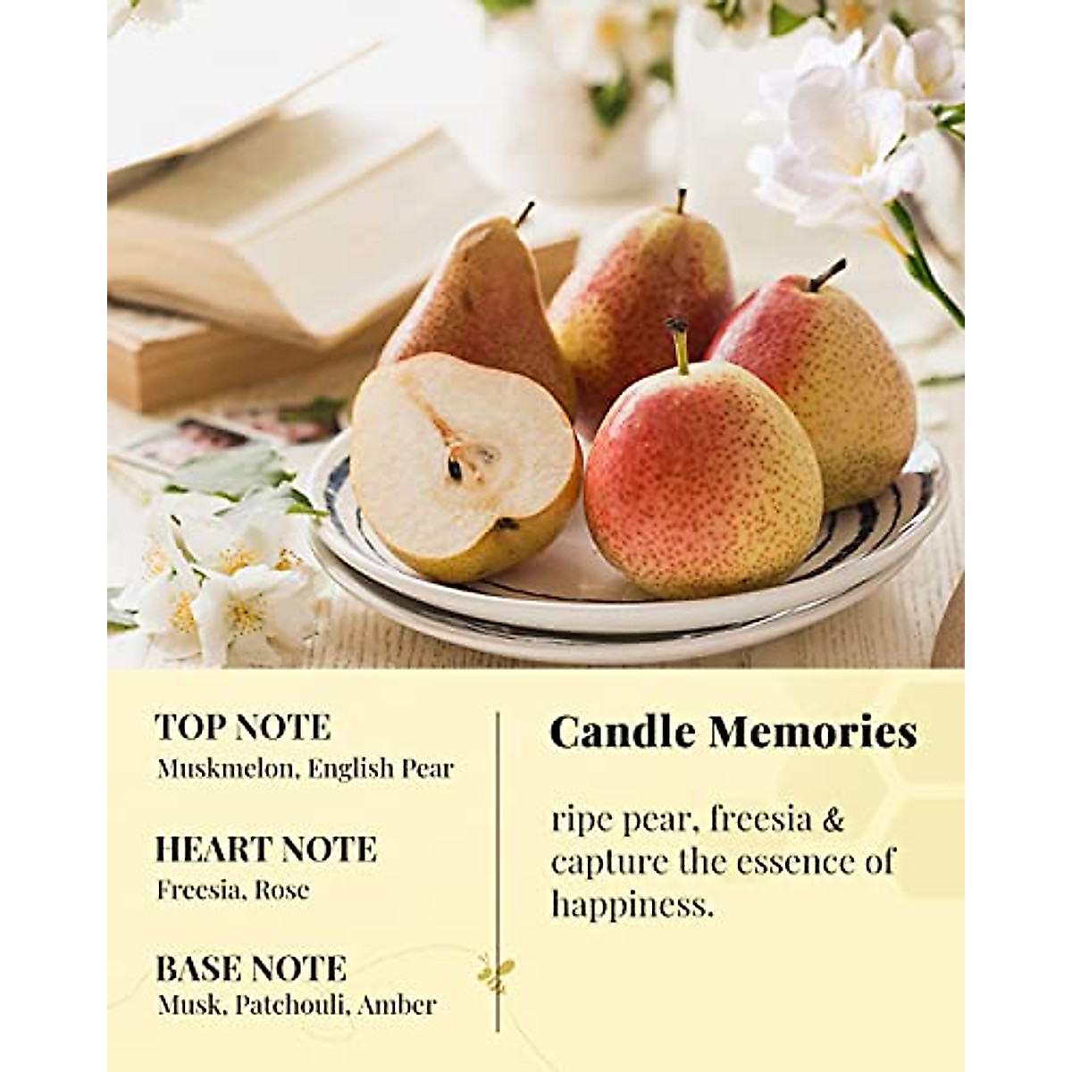 Veda Tinda Scent Freesia Scented Candles for Home, Natural Beeswax Candles 7.4oz, Luxury Fragrance Glass Jar Candle Housewarming Gift for Women, Over 55 Hours of Burn Time