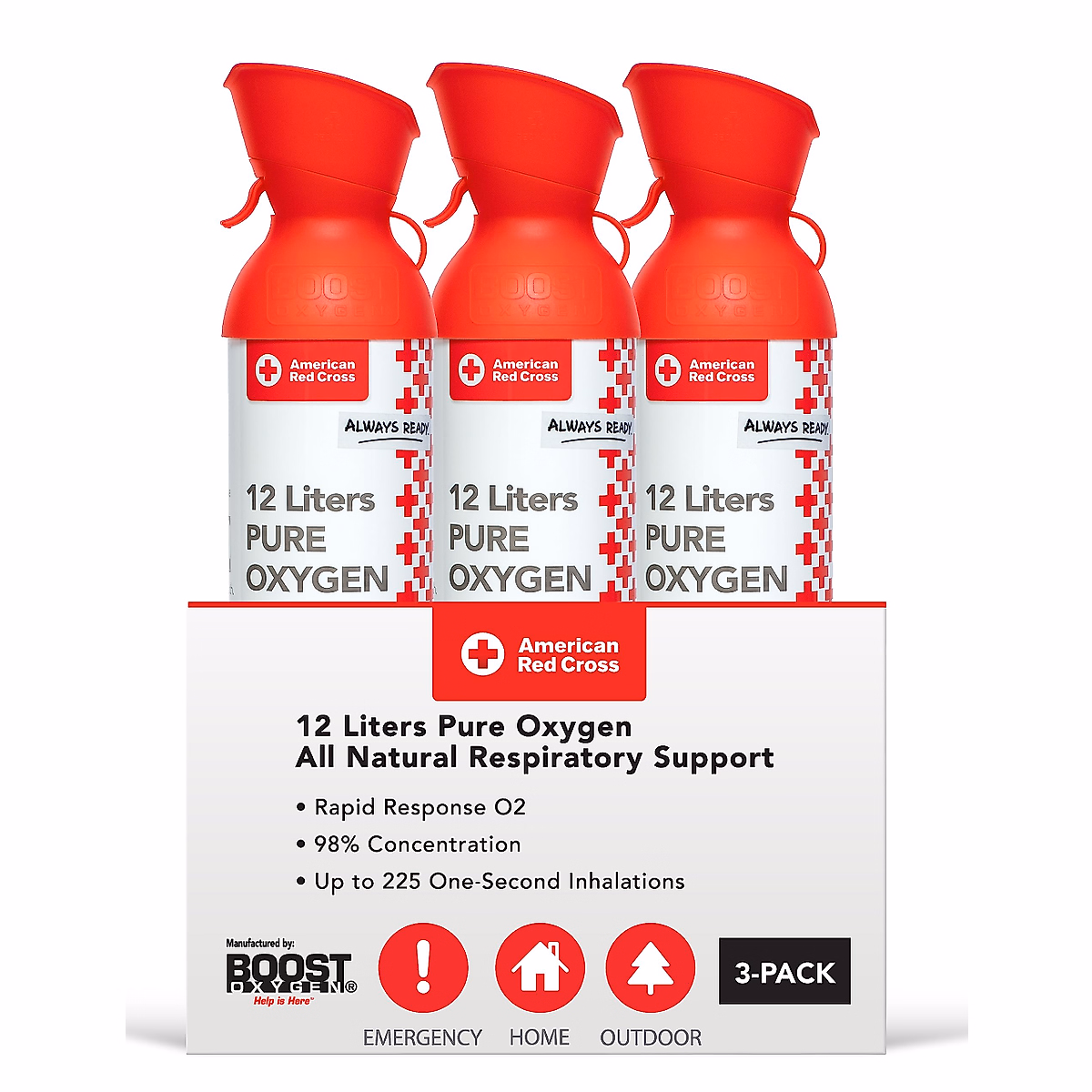American Red Cross + Boost Oxygen | Extra Large 12L Canister (3 Pack)