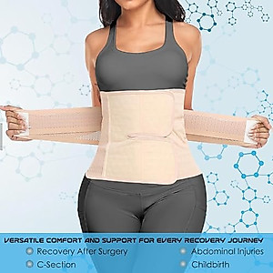 Postpartum Belly Wrap Postpartum Belly Band, Abdominal Binder Postpartum Essentials Post Surgery Belly Support Belt(Small/Medium, 2-Beige)