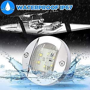 10Pcs White DC 12V 3 Inch Round Marine Boat Interior Lights Transom Mount Led Stern Anchor Lights LED Night Fishing Lights IP67 Waterproof Deck LED Courtesy Light