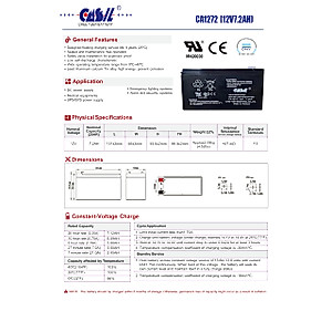 Casil 12v 7.2ah Rechargeable Battery - APC UPS Replacement Battery for SMT750US, SUA750, SMT750, (RBC48), UPS Batteries, 12V 7.2Ah Deep Cycle Batteries with F2 Terminal 2 Pack