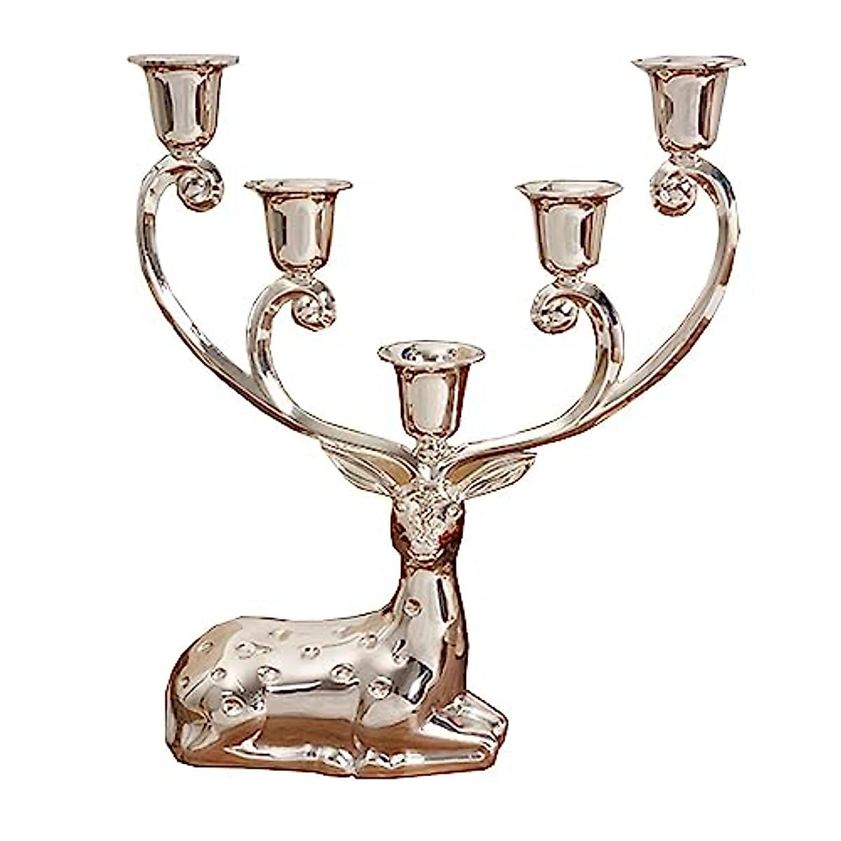 Candelabra Metal Candle Stand Deer Sculpture Candle Holders 5 Arms Candelabra Decorative Candlestick Holder
