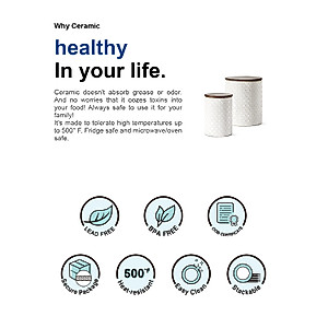 LE TAUCI Food Storage Containers with Airtight Lids, 78/25 oz Ceramic Flour and Sugar Canisters Sets, Embossed Large Jars for Pasta, Oats, Coffee Bean, Cookies, Rice, Grains, Tea - Set of 2, Fireworks