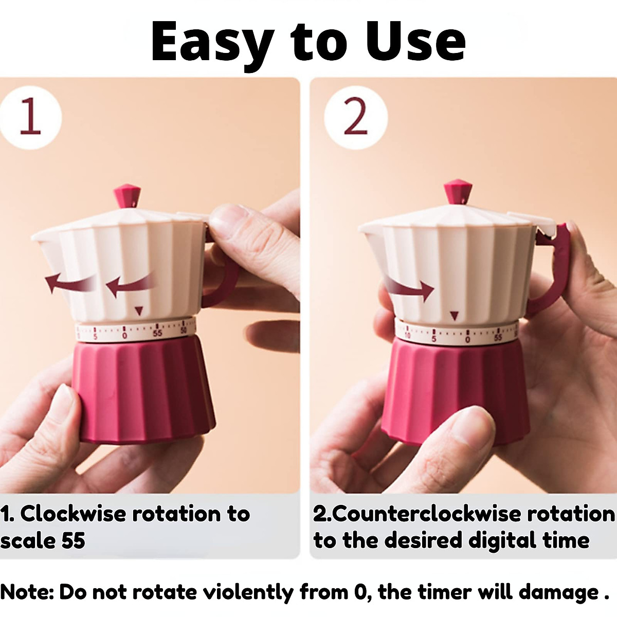 Cute Kettle Kitchen Timer - 100% Mechanical Design