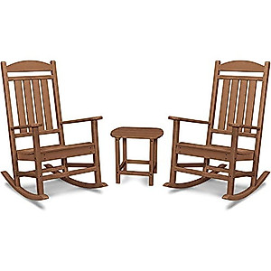 Hanover Pineapple Cay All-Weather Porch Rocking Chair Set Outdoor Furniture, Brown