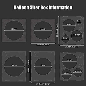 11 Holes Collapsible Plastic Balloon Sizer Cube Box Balloon Measurement Tool for for Birthday Wedding Party Balloon Decorations, 2-10 Inch (1 Piece)