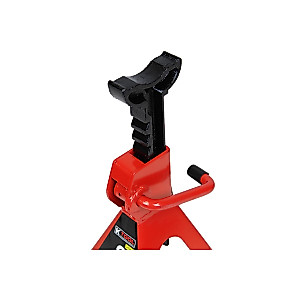 K Tool International 61201 2 Ton Automotive Jack Stands for Garages, Repair Shops, and DIY, Lightweight, 4,000 lbs. Capacity, Heavy Duty Steel Frame, Adjustable Height 10.75"-16.73", Red/Black, Pair