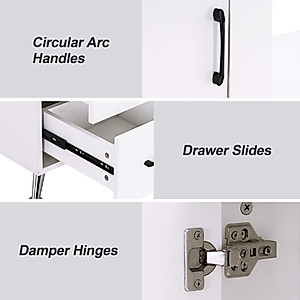 BarberPub Manicure Table, Nail Makeup Desk with Drawers, Storage Beauty Salon Workstation 2611 (White)