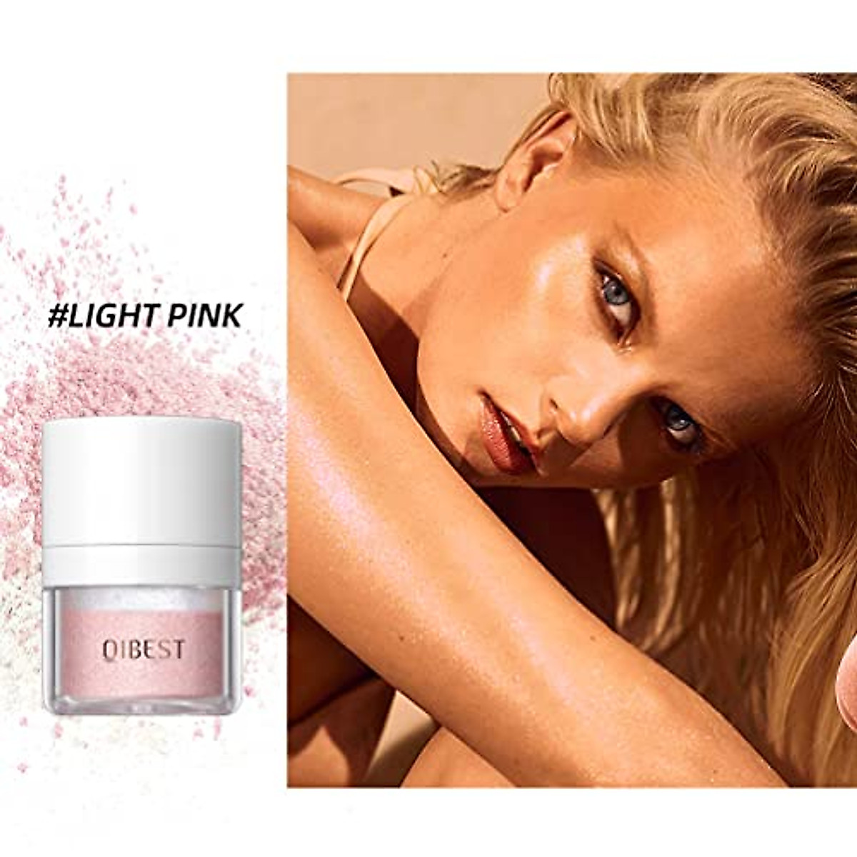 Yeweian Body Glitter, Polvo De Hadas Face Highlighter Makeup Powder, Body Shimmer Fairy Makeup, Bronzer Shine Foundation Blush, Lip Eye Hair Body Glitter Spray Powder Makeup (01Silver White)