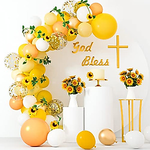 TUPARKA 118 Pack Sunflower Balloon Garland Arch Kit 18 12 10 5 inches Yellow Gold White Balloons with Sunflower Vine Sunflower Baby Shower Decorations for Girl Boy Bee Birthday Wedding Party Supplies