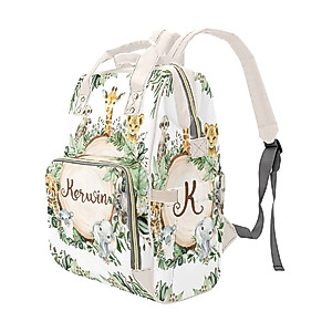Liveweike Animals Elephant Safari Giraffe Personalized Diaper Bag Backpack Custom Name Daypack Large Mommy Bag for Teen Girl Boy Student Option 5