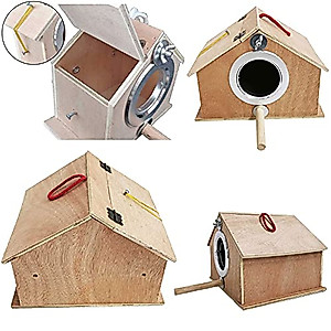 kathson Parakeet Nest Box Bird Nesting House Parrot Breeding Mating Box for Lovebirds Cockatiel Budgie Finch (10.1''x8.5''x7.3'')
