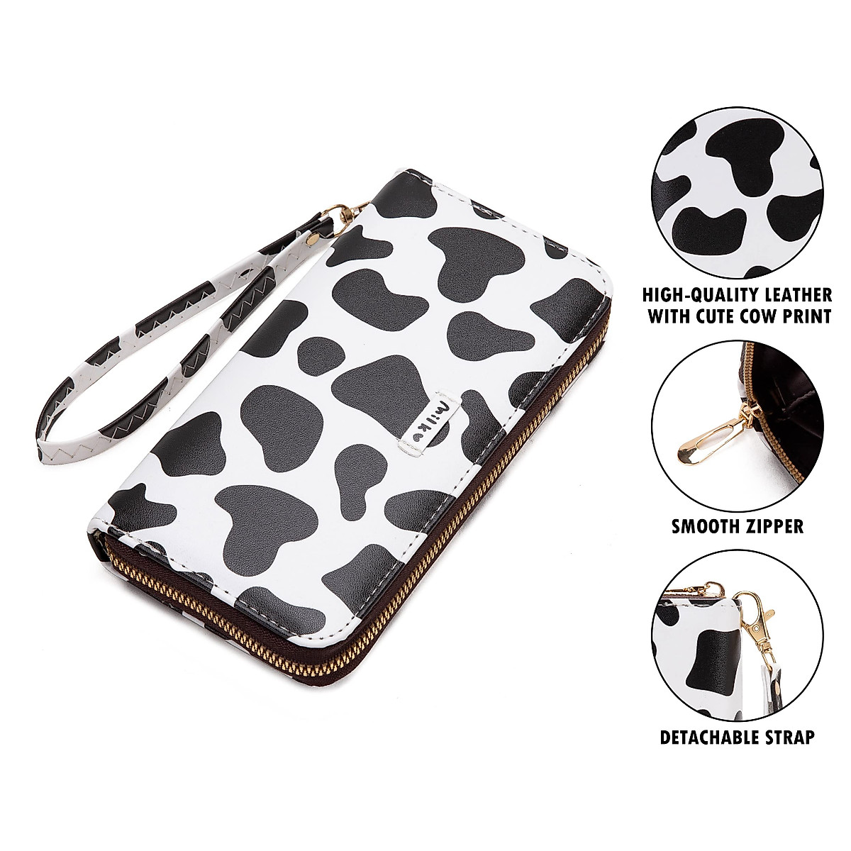 Ecohaso Womens Wallet Ladies Leather Clutch Wallets Zip Around Large Long Wristlet Card Holder Organizer Phone Purse for Women and Ladies (PINK WHITE)