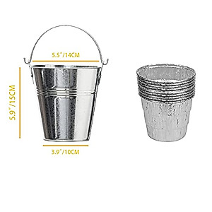 asika Drip Grease Bucket Can & 10-Pack Liners for Traeger 20/22/34, for Pit Boss, and Pellet Smoker Grill (Silver 10)