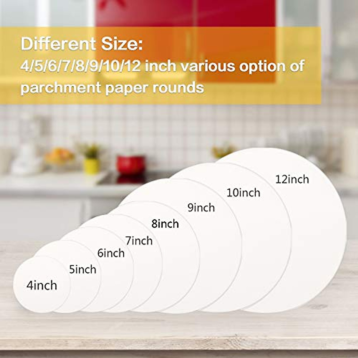 Katbite 6 Inch 200Pcs Parchment Paper Rounds, Round Baking Sheets Paper, Uses for Cake Baking, Patty Separating, Tortilla Wrapping