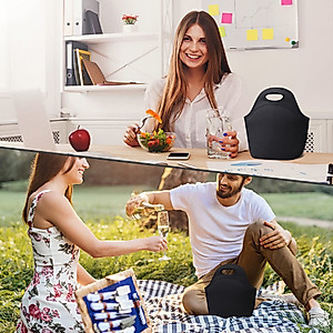 Neoprene Lunch Bag for Women Insulated Lunch Tote Bags Washable Lunch Container Box for Work Picnic Lightweight Meal Prep Bags for Men (Black)