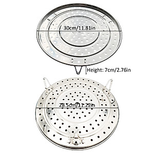 Steamer Rack, 11.81" / 30cm 304 Stainless Steel Removable Legs Multifunction Steaming Stand Holder Rack for Steamer Pot Pans