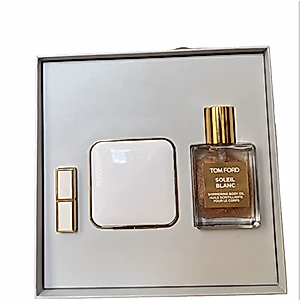 Tom Ford Soleil Look Set 3pc Soleil Shimmering Body Oil Rose Gold Highlighting Duo Reflects Gilt Paradiso Lip Color Sheer