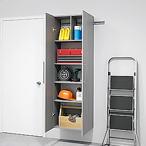 Prepac HangUps 24" Large Garage Cabinet, Bathroom Cabinet Wall Mount, Laundry Cabinet, Kitchen Wall Cabinet, Ideal for Garage, Kitchen and Laundry Organization 24" W x 72" H x 12" D, Light Gray