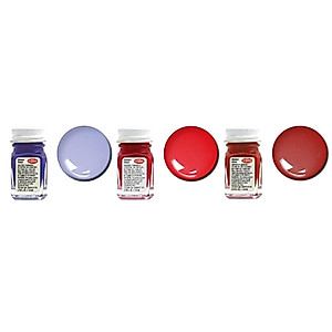 Testors Enamel Paint, Violet, Cherry, Flat Grapefruit, Tangerine, Grape, Bright Lime, Flat Sunflower, Fluorescent Blue, and Clear Thinner, 1.75 Ounce (Pack of 9) - with MYD Paint Brushes