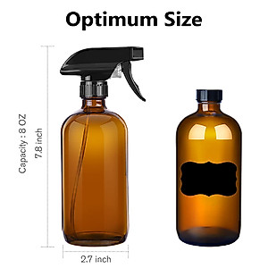 Amber Glass Spray Bottles, 3 Pack 8 Oz Amber Spray Bottles, Refillable Empty Spray Bottles with Adjustable Nozzle, for Essential Oils, Cleaning Solutions, Aromatherapy, Facial Hydration, Hair Mister