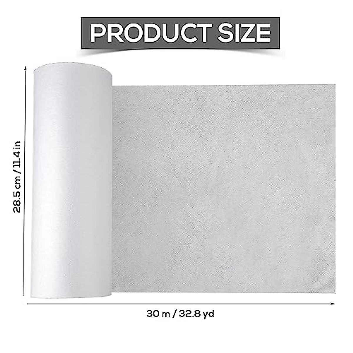 Fusible Interfacing, 11.4 in x 33 yd Polyester Non-Woven Interfacing Single-Sided Interfacing Lightweight Medium Weight Iron-On Interfacing for Sewing, Quilting, Crafting