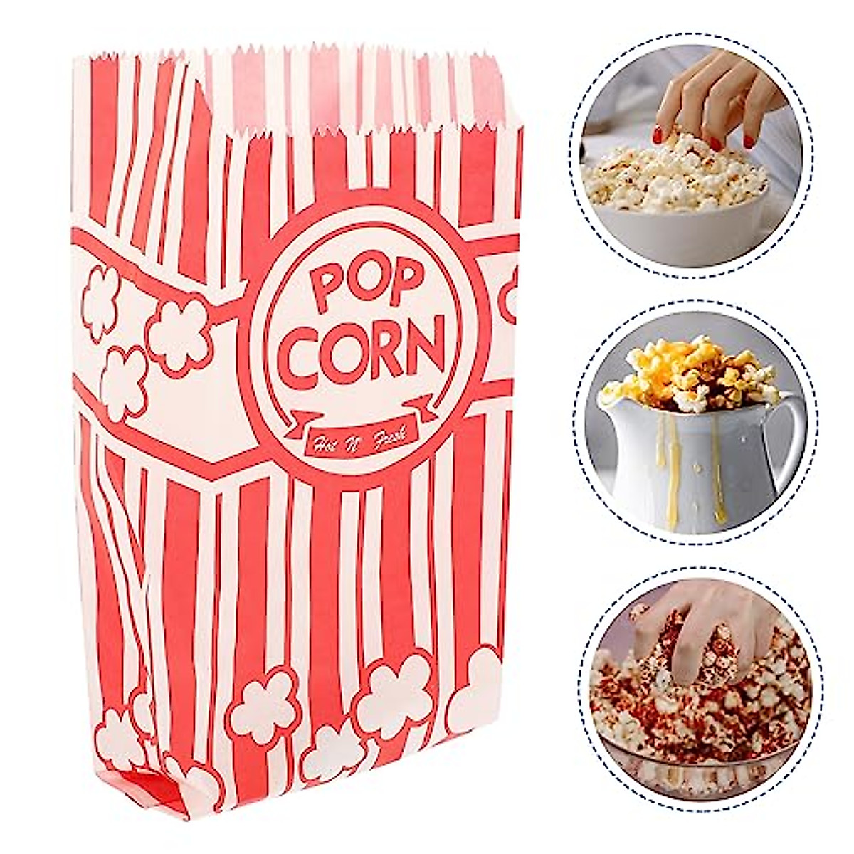 ULTECHNOVO 100pcs Popcorn Popcorn Packaging Bag Sweets Snacks Mini Gift Box Paper Food Trays Snacks Holders Container Popcorn Treat Boxes Popcorn Holders Cups Individual Popcorn Bags Portable