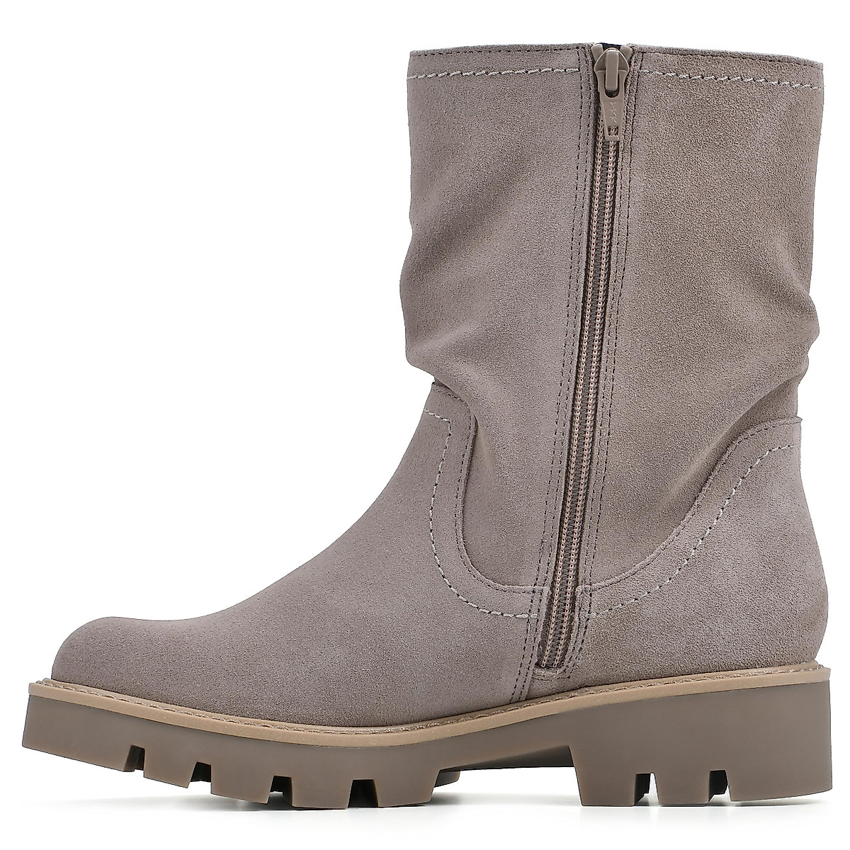 WHITE MOUNTAIN Women's Shoes Glean Lug Sole Mid Calf Boot, Lttaupe/Suede, 8.5 M