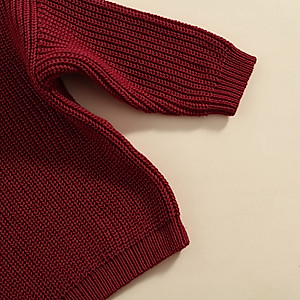 Toddler Infant Baby Girl Boy Knit Sweater Solid Color Oversized Crewneck Warm Pullover Sweatshrit Fall Winter Tops