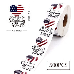 Littlefa 1.5” Thank You Stickers,Thank You with America Flag Design Stickers,Bakeries Stickers,Handmade Stickers,Small Business Stickers, Envelopes Stickers, Gift Bags Packaging 500 PCS
