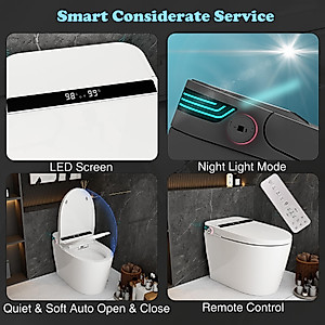 Lovinouse Smart Toilets Bidet, Modern Toilet and Bidets,Power Flush Self Cleaning Tankless Toilet with Bidet,One-piece for Bathrooms,Heated Seat,Water Sprayer & Dry,Foot Sensor Operation,White