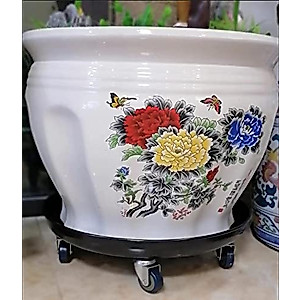 SKAFORZ Plant Caddy 18 Inches,Black Heavy Duty Metal Plant Stand with Lockable Wheels, Support 800 Lbs(8 Wheels) Plants Indoor Outdoor Flowerpot Tray on Casters to Carry Potted Flower Pot