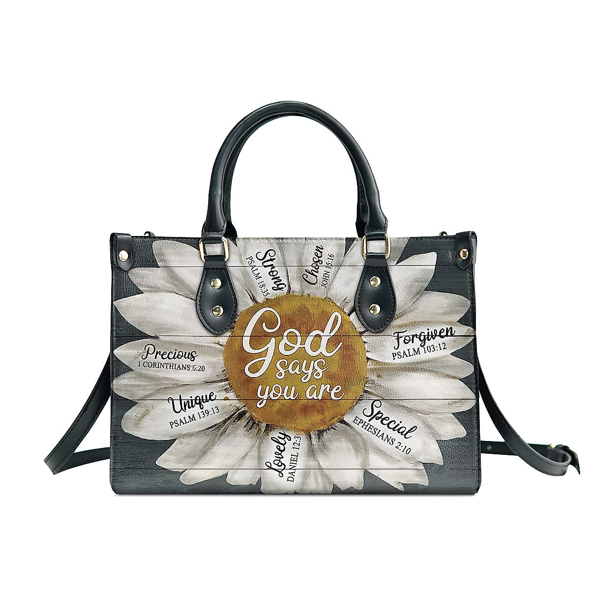 64HYDRO Christian Gifts, Daisy God Says Faith Purses for Women, Shoulder Bag, Handbags for Women, Valentines Day Gifts for Her, Gifts for Sisters, Daughter, Mom, Friends - Travel Work Leather Bag