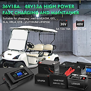 Dght Golf Cart Charger, 36V 18 Amp /48V13 Amp Lead-Acid Lithium Lifepo4 Battery Charger, Yamaha Golf Cart Charger