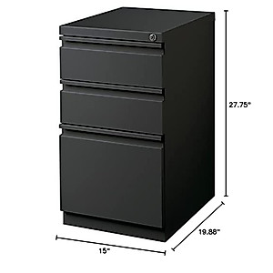 Hirsh Modern Charcoal Deep Metal Mobile Pedestal File 3-Drawer Box/Box