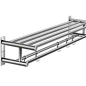 OMOONS Stainless Steel Plated Wall Mounted Bathroom Towel Double Shelf Storage Rail Holder Rack