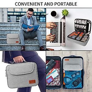 HOLIMET Cable Organiser Bag,Electronic Accessories Bag Double Layer for Travel Waterproof Cord Storage Organizer Bag for iPad, Kindle, Hard Drives, Cables, Chargers,Power Bank and More(Grey)