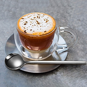 4 Pieces Coffee Spoons Teaspoons Stainless Steel Espresso Spoons Frosted Handle Soup Spoons for Coffee Sugar Soup Ice Cream Dessert Cake Supplies, 5.31 Inch and 4 Colors