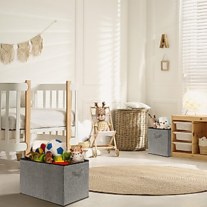 Simple Houseware Extra Large Fabric Storage Bin Basket with Handles, 2 Pack, Dark Gray