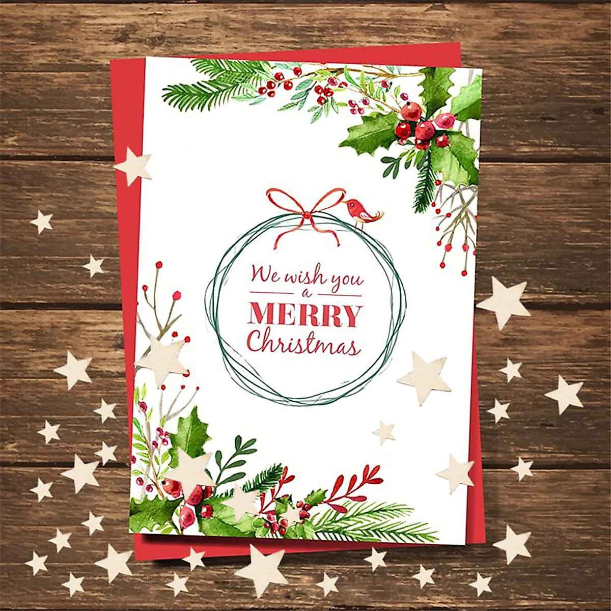 100 pcs Wooden Stars Slices Mixed Suit Star Shapewooden Cutouts Ornaments Wedding Party DIY Crafts Table Scatter Christmas Gift Decoration