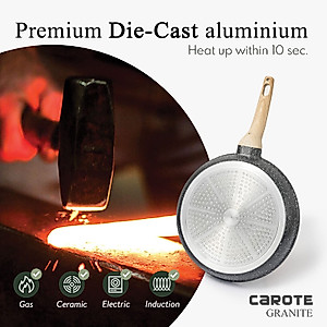 Carote Granite Nonstick Cookware Sets, 10 Pcs Pots and Pans Set Nonstick, Healthy Non Stick Induction Stone Cookware Kitchen Cooking Set w/Frying Pans & Saucepan, PFOS, PFOA Free (Brown Granite)