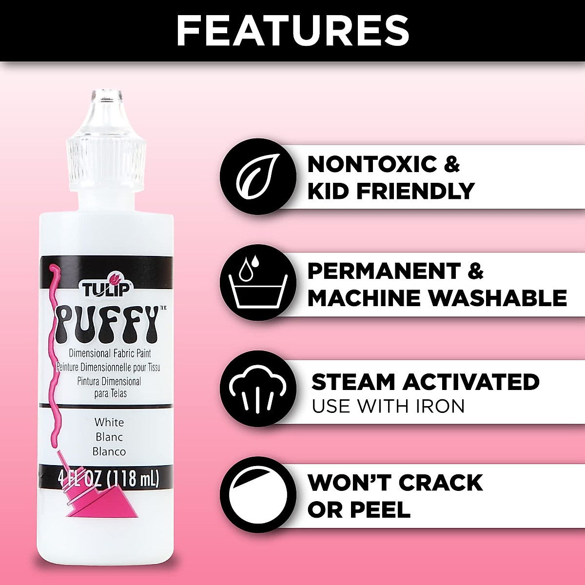 Tulip Dimensional Fabric Paint 16070 Dfpt 4Oz Puffy White
