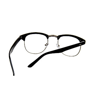 Shiratori New Vintage Fashion Half Frame Semi-Rimless Clear Lens Glasses Black