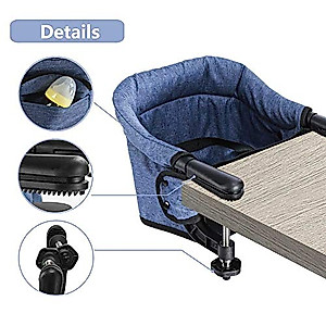Hook On Chair, Fast Table Chair, Fold-Flat Storage Portable Baby Feeding Seat, Clip on Table High Chair, Removable Seat for Home and Travel (Blue)
