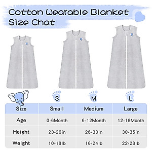Pro Goleem Baby Wearable Blanket Cotton Sleep Sack 0-6 Months, Newborn Sleeveless Sleep Sack Bag with 2-Way Zipper, Lightweight Sleepsack for Newborn Baby Gifts (0.5 TOG, Small, Grey)