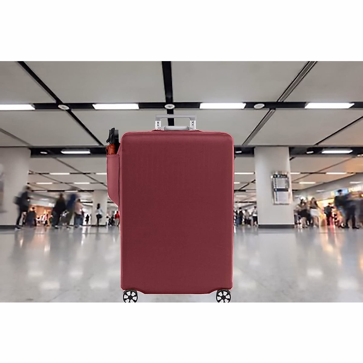 Travel Luggage Cover Red Printed with Pocket Suitcase Cover Fits 26-28 Inch
