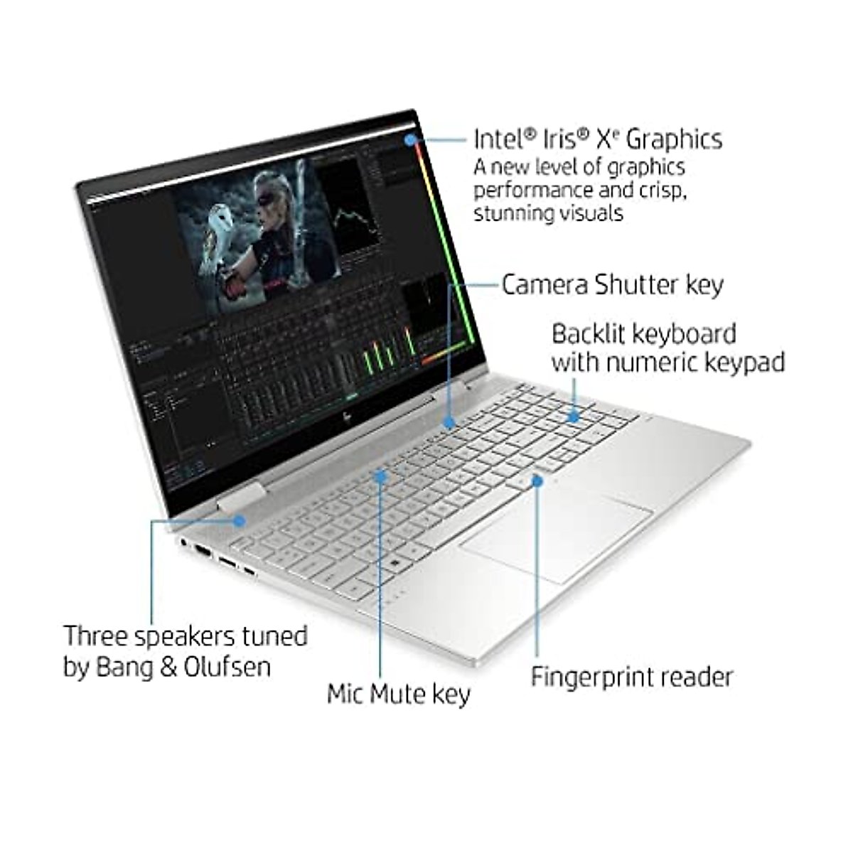 HP Envy x360 2-in-1 15.6" Touchscreen Laptop, Intel Core i5-1135G7, Intel Iris Xe Graphics, 16GB DDR4 RAM, 512GB PCIE SSD, Backlit Keyboard, Fingerprint, Stylus Pen, Win 11 Home, Silver
