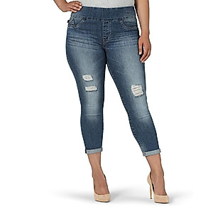 Rock & Republic Womens Denim Rx Fever Stretch Crop Capri Jeans, Overdose-Medium Indigo Destructed, 12 US
