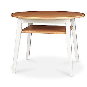 Melissa & Doug Wooden Round Table & 2 Chairs – Kids Furniture for Playroom, Light Woodgrain & White 2-Tone Finish - Two-Tone - Toddler & Kids Activity Furniture Set