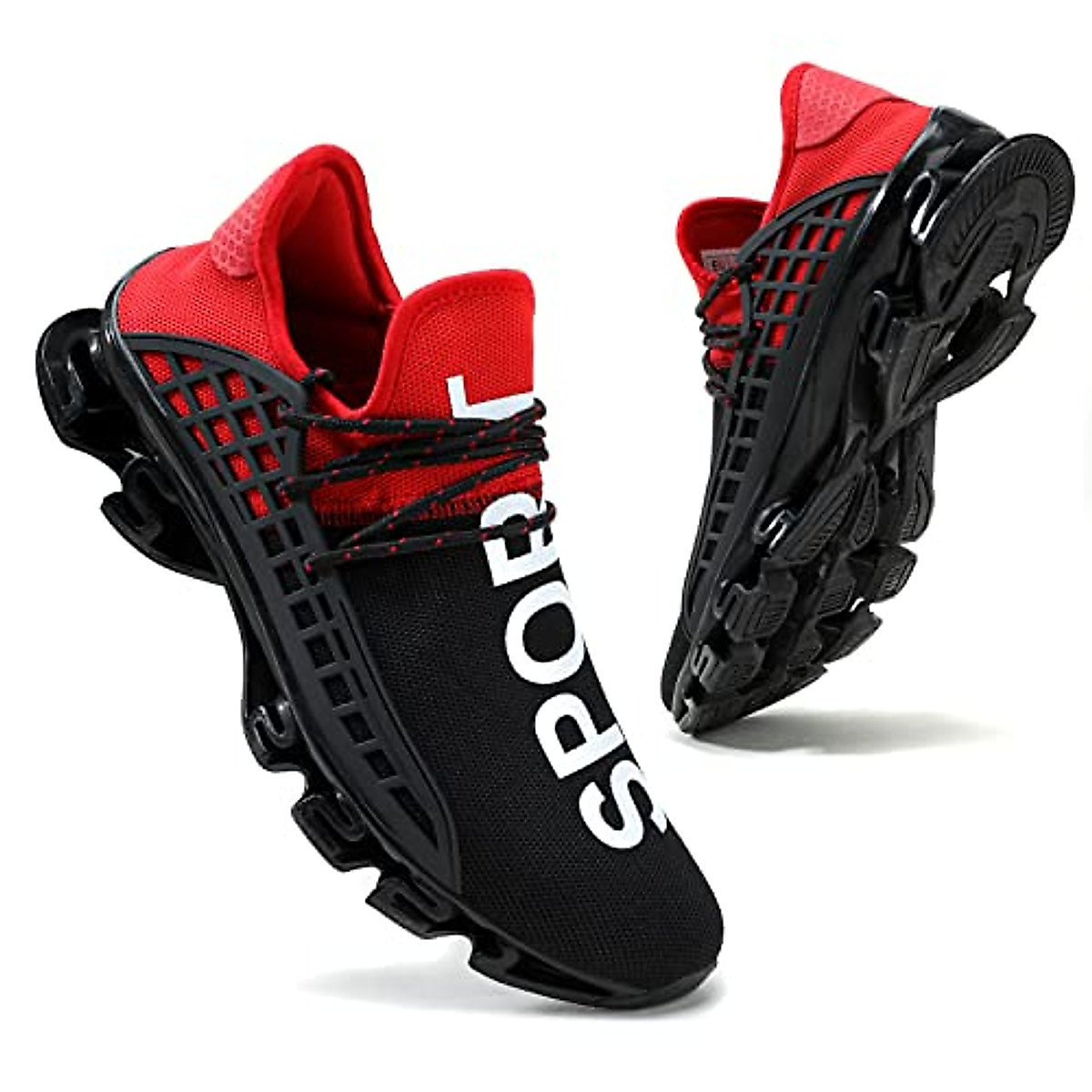 PRECKIN Mens Running Shoes Breathable Slip On Sneakers Non Slip Casual Athletic Walking Tennis Shoes for Men Red,8.5